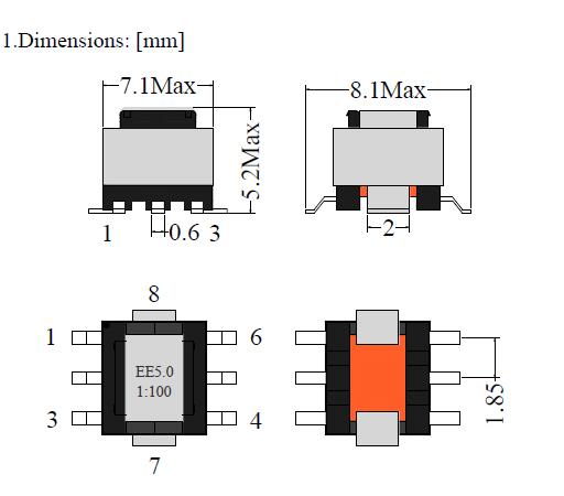 PZ-EE5.0 Series Surface mount SMT current sense transformers Low ...